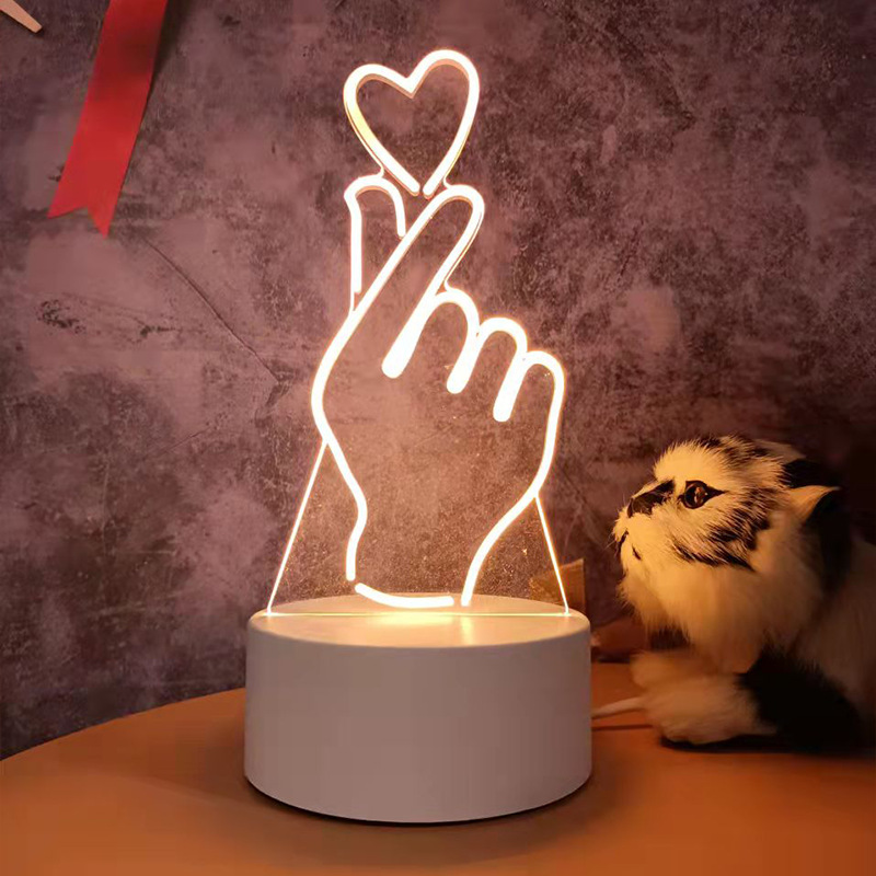 Best Finger Heart Acrylic 3D Lamp - Fashion Asthetics BD